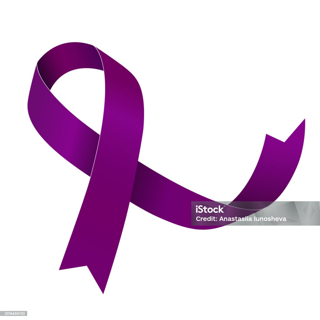 Testicular Cancer Awareness Month Purple Ribbon With A Mustache Vector