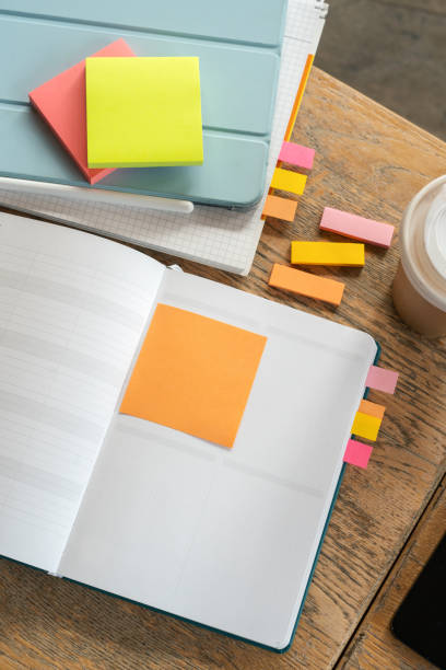 Free Stock Photo of Open notebook with sticky notes on table | Download ...