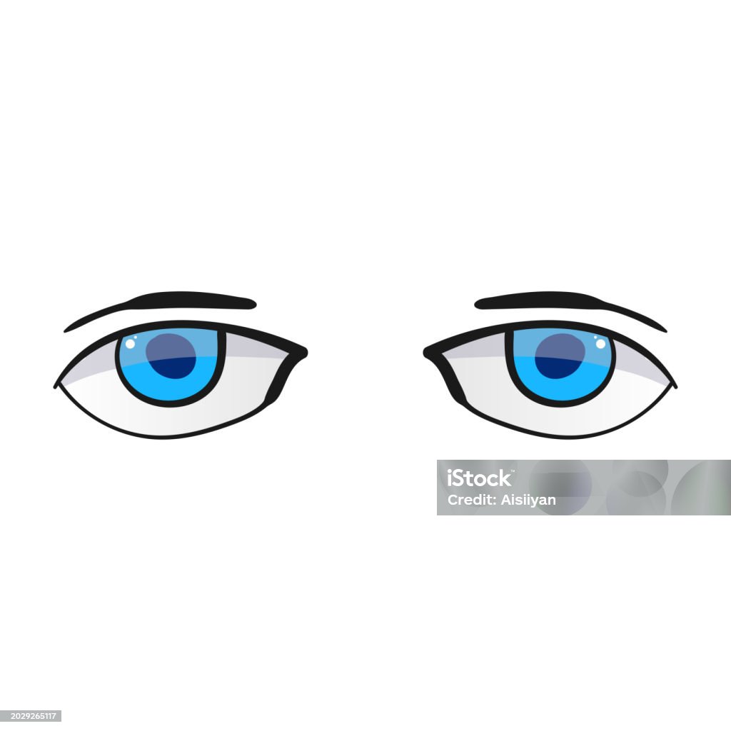 Man Blue Eyes Comic Isolated On White Background Hand Drawn Open Eyes Stock Illustration