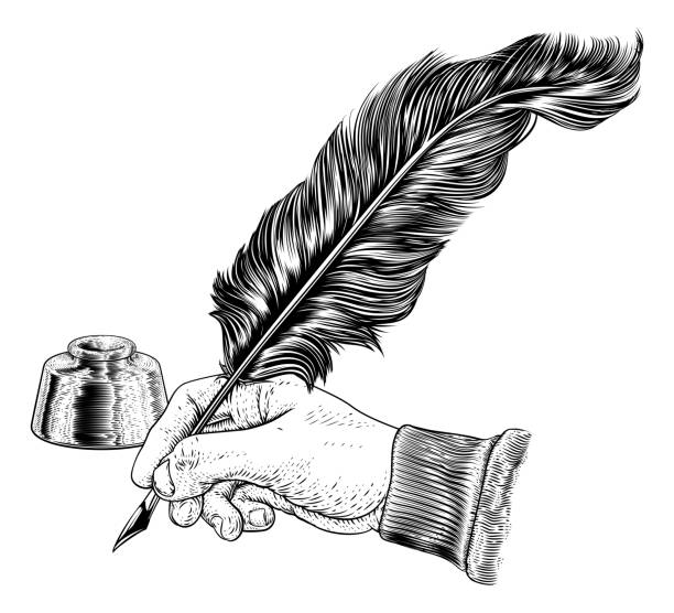 Free Stock Photo of Man writing calligraphy on a scroll with a quill ...