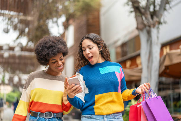 Free Stock Photo of Shopping bags and a group of multiethnic shoppers ...