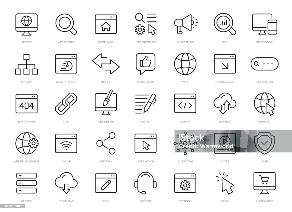 Website Thin Line Icons Set Website Symbol Web Search Homepages Icon Vector Stock Illustration