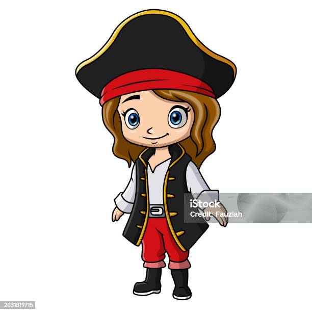 Cute Pirate Girl Cartoon On White Background Stock Illustration Download Image Now Adult