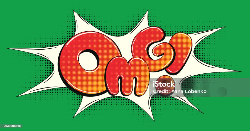 Omg Comic Text Speech Bubble Colored Pop Art Style Sound Effect With