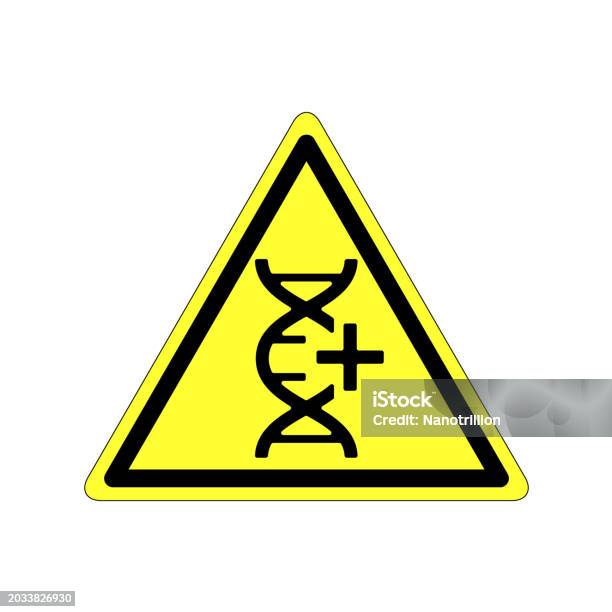 Panneau Davertissement De Danger Avec Symbole Ogm Icône Jaune Adn