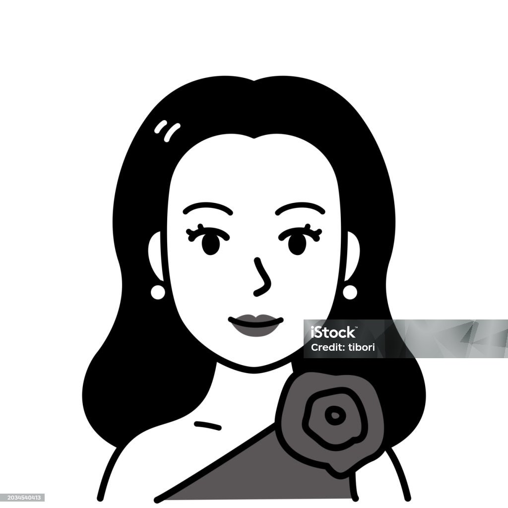 Woman In Dress Vector Illustration Black And White Illustration Stock