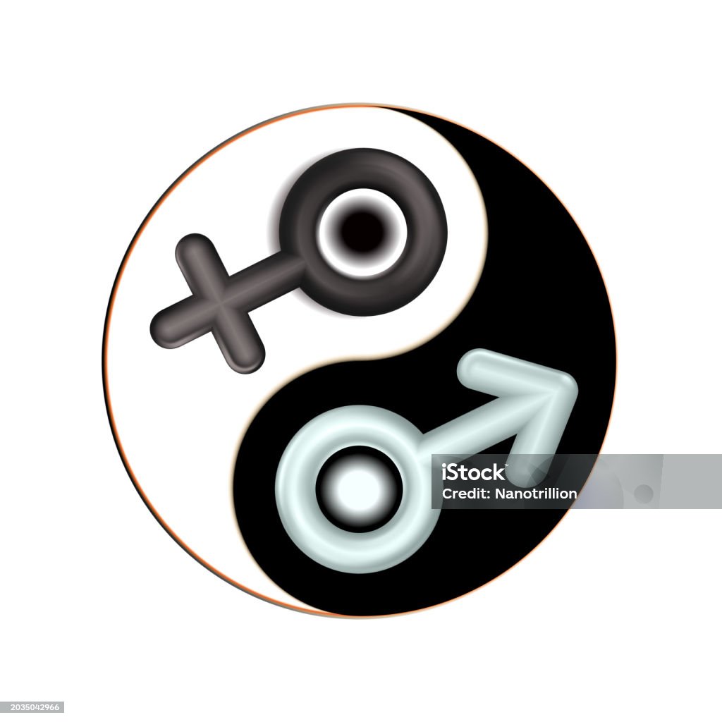 Yin And Yang Male Female Gender 3d Symbol Isolated Mandala Design Spiritual Adults Relaxation
