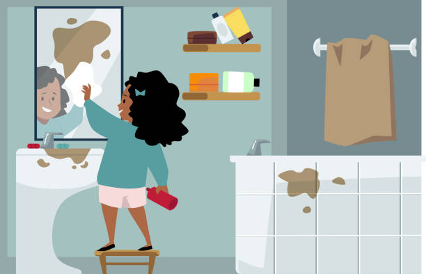 Little girl sitting on toilet Clipart Vector PNG , SVG, EPS, PSD, AI