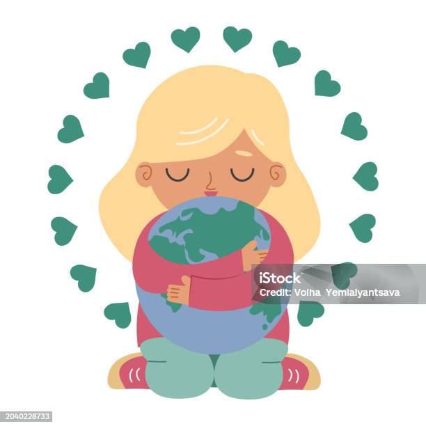 Hari Bumi Ilustrasi Vektor Datar Gadis Imut Memeluk Planet Bumi ... Hari Bumi Ilustrasi Vektor Datar Gadis Imut Memeluk Planet Bumi ...