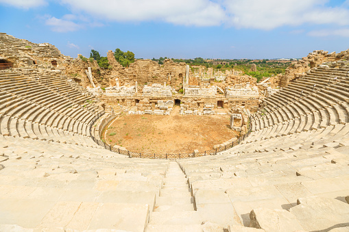 Roman Theatre In Side Archaeological Site Turkey Stock Photo - Download ... Roman Theatre In Side Archaeological Site Turkey Stock Photo - Download ...