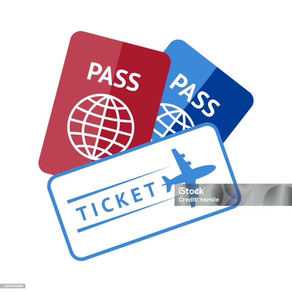 Vector Two Passports With Boarding Passes Tickets Realistic Set