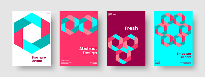 Tata Letak Laporan Geometris Desain Poster Kreatif Template Banner