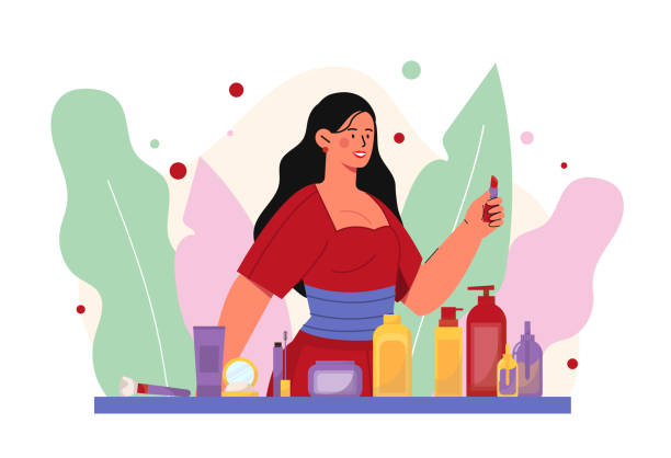 70 Model Holding Lipstick Stock Illustrations Royalty Free Vector