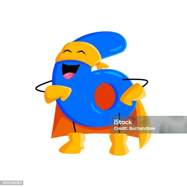 Ilustración de Cartoon Math Number Six Superhero Character y más ... Ilustración de Cartoon Math Number Six Superhero Character y más ...