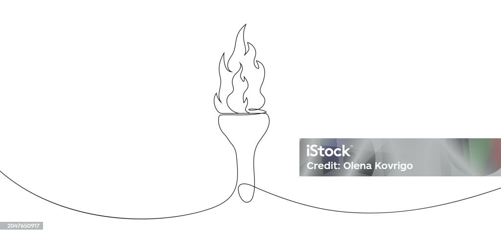 Symbole De La Torche Dessin Au Trait Continu Symbole Du Feu De La