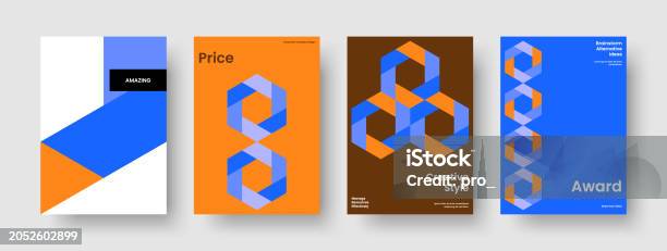 Template Laporan Modern Desain Banner Geometris Tata Letak Sampul Buku