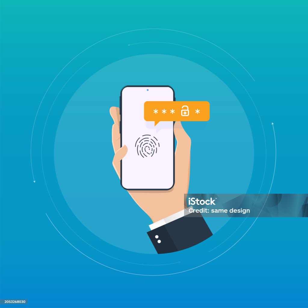 Mobile Phone Unlocked With Fingerprint Button And Password Notification ... Mobile Phone Unlocked With Fingerprint Button And Password Notification ...