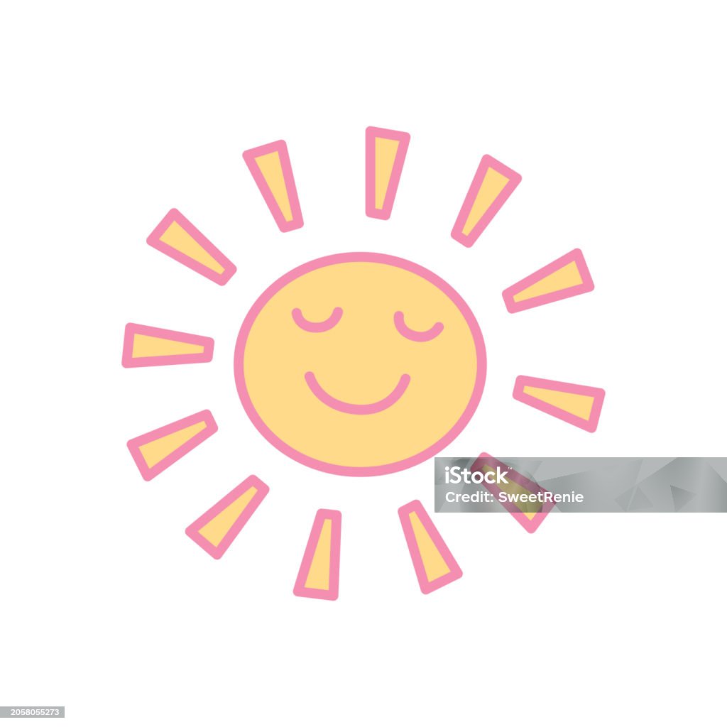 Cute Smiling Sun Vector Illustration Stock Illustration Download Image Now Cute Doodle