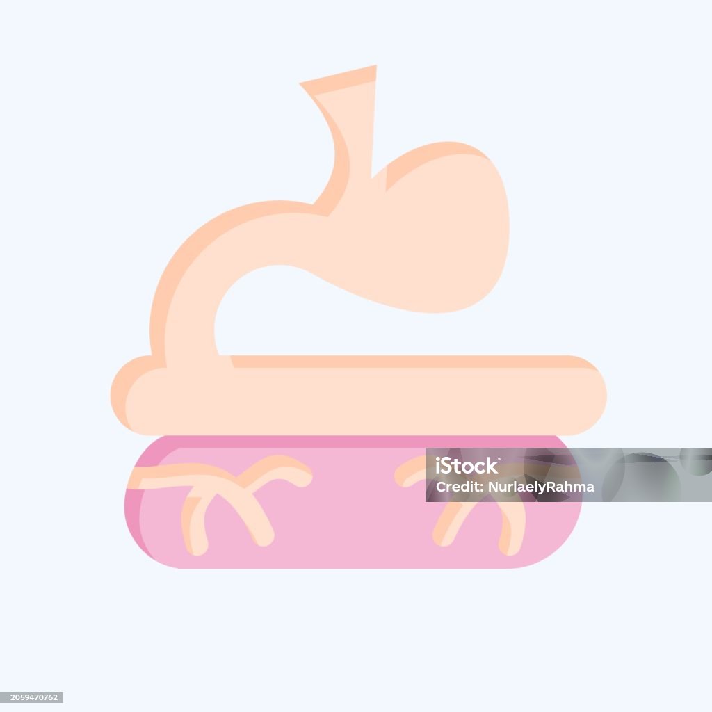 Icône De Lintestin Grêle Lié Au Symbole De Lorgane Humain Style Plat