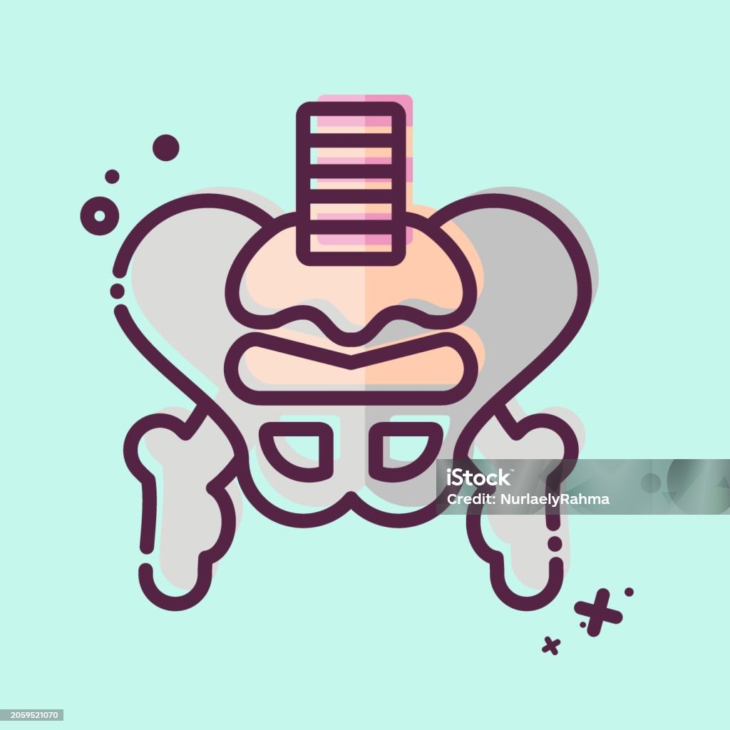 Icône Pelvis Lié Au Symbole De Lorgane Humain Le Style Mbe Conception