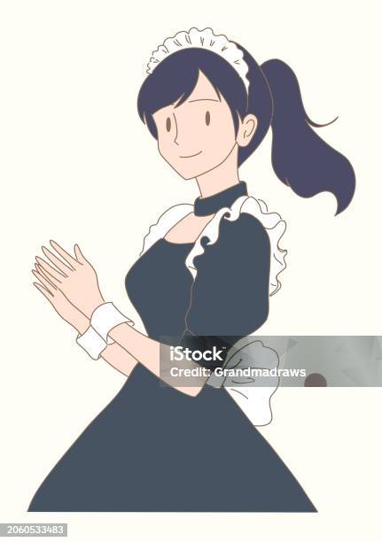 Woman Wearing Maid Costume For Cosplay Event Working At Maid Cafe