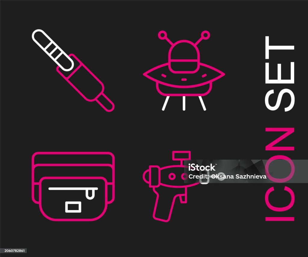 Set Line Ray Gun Waist Bag Of Banana Ufo Flying Spaceship And Audio ... Set Line Ray Gun Waist Bag Of Banana Ufo Flying Spaceship And Audio ...