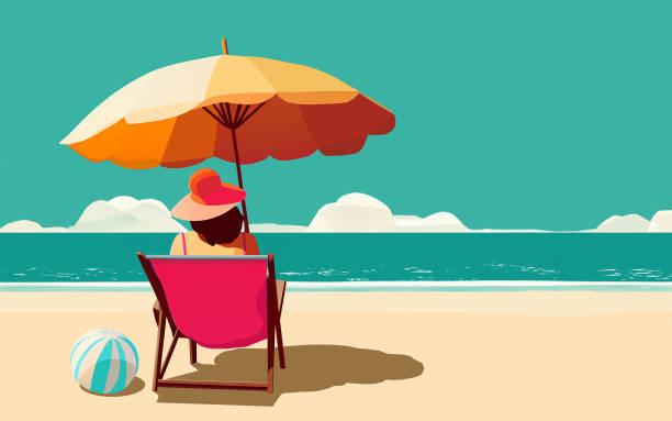 320 Femme Transat Plage Stock Illustrations Graphiques Vectoriels