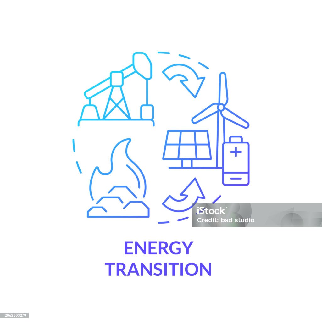 Energy Transition Blue Gradient Concept Icon Stock Illustration