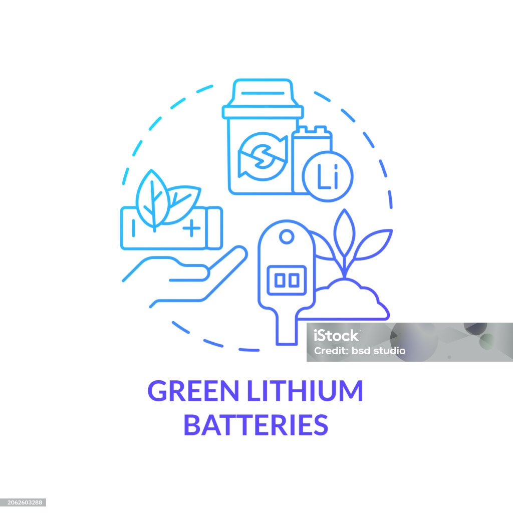 Green Lithium Batteries Blue Gradient Concept Icon Stock Illustration