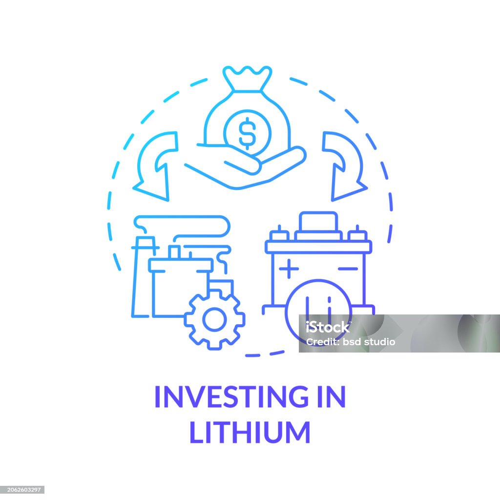 Investing In Lithium Blue Gradient Concept Icon Stock Illustration
