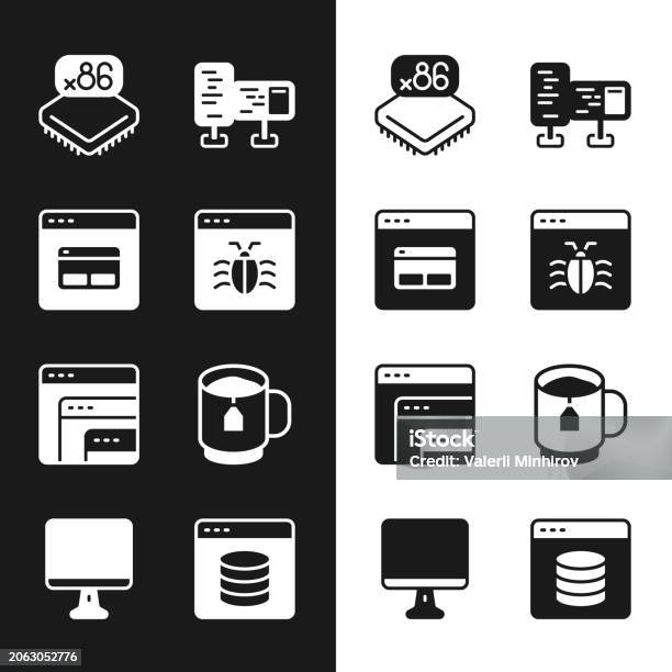Set System Bug Search Engine Processor With Microcircuits Cpu Computer Monitor Screen Software