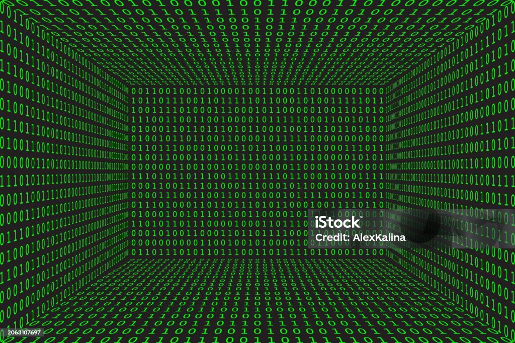 Program Datum 3d Background Green Programming Binary Coding Matrix Vector Stock Illustration