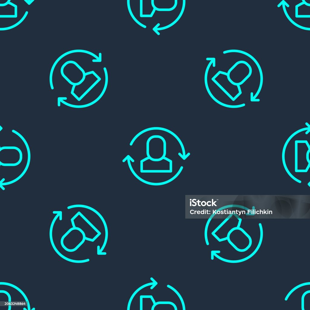 Green Line Exchange Work Icon Isolated Seamless Pattern On Blue ... Green Line Exchange Work Icon Isolated Seamless Pattern On Blue ...