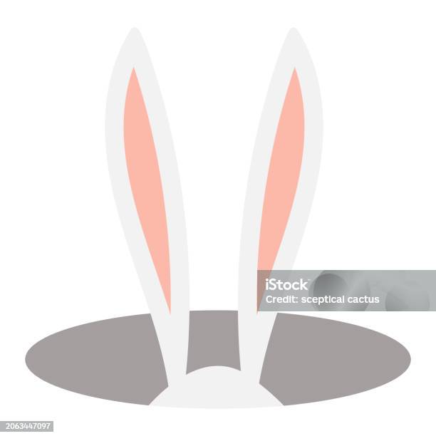 Cute Easter Bunny Rabbit Hare Ears Sticking From The Hole Illustration Stock Illustration