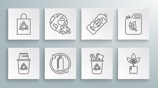Définir La Ligne Corbeille Avec Symbole De Recyclage Et Canette