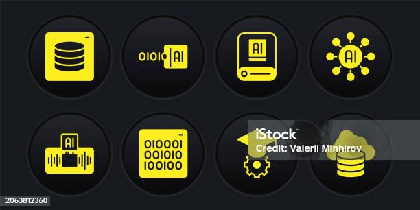 Set Artificial Intelligence Ai Neural Network Binary Code Graduation