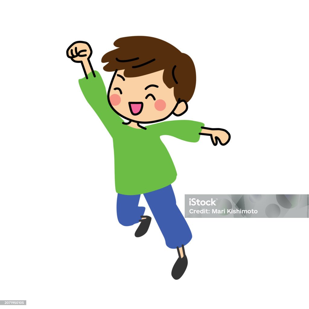 ジャンプする男の子のイラストかわいくてシンプルで楽しくてカラフル 1人のベクターアート素材や画像を多数ご用意 1人
