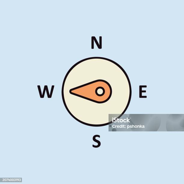 Compass Wind Rose Vector Icon Direction West Stock Illustration