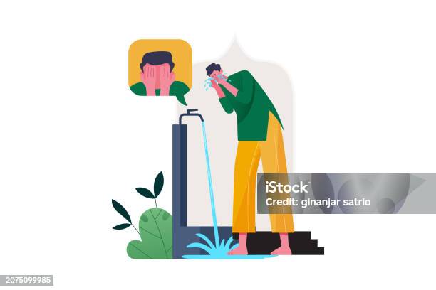 Muslim People Performing Wudu Vector Illustration Stock Illustration ... Muslim People Performing Wudu Vector Illustration Stock Illustration ...