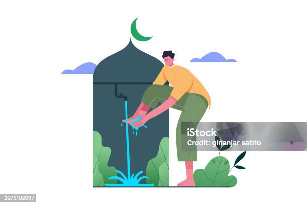 Muslim People Performing Wudu Vector Illustration Stock Illustration ... Muslim People Performing Wudu Vector Illustration Stock Illustration ...