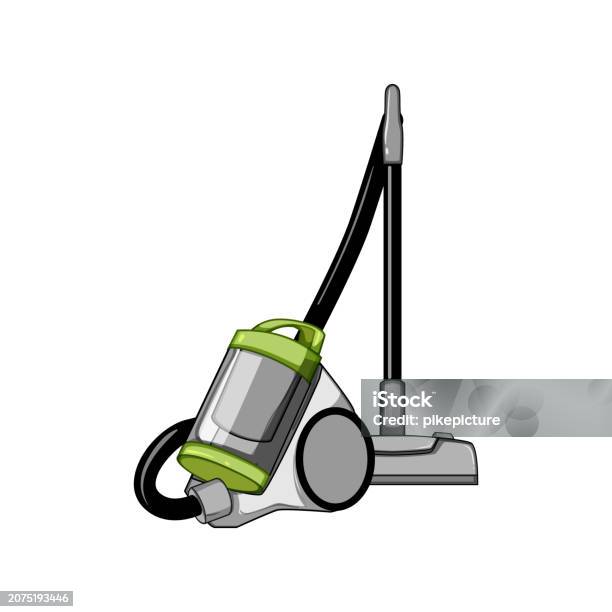 Suction Electric Broom Cartoon Vector Illustration Stock Illustration