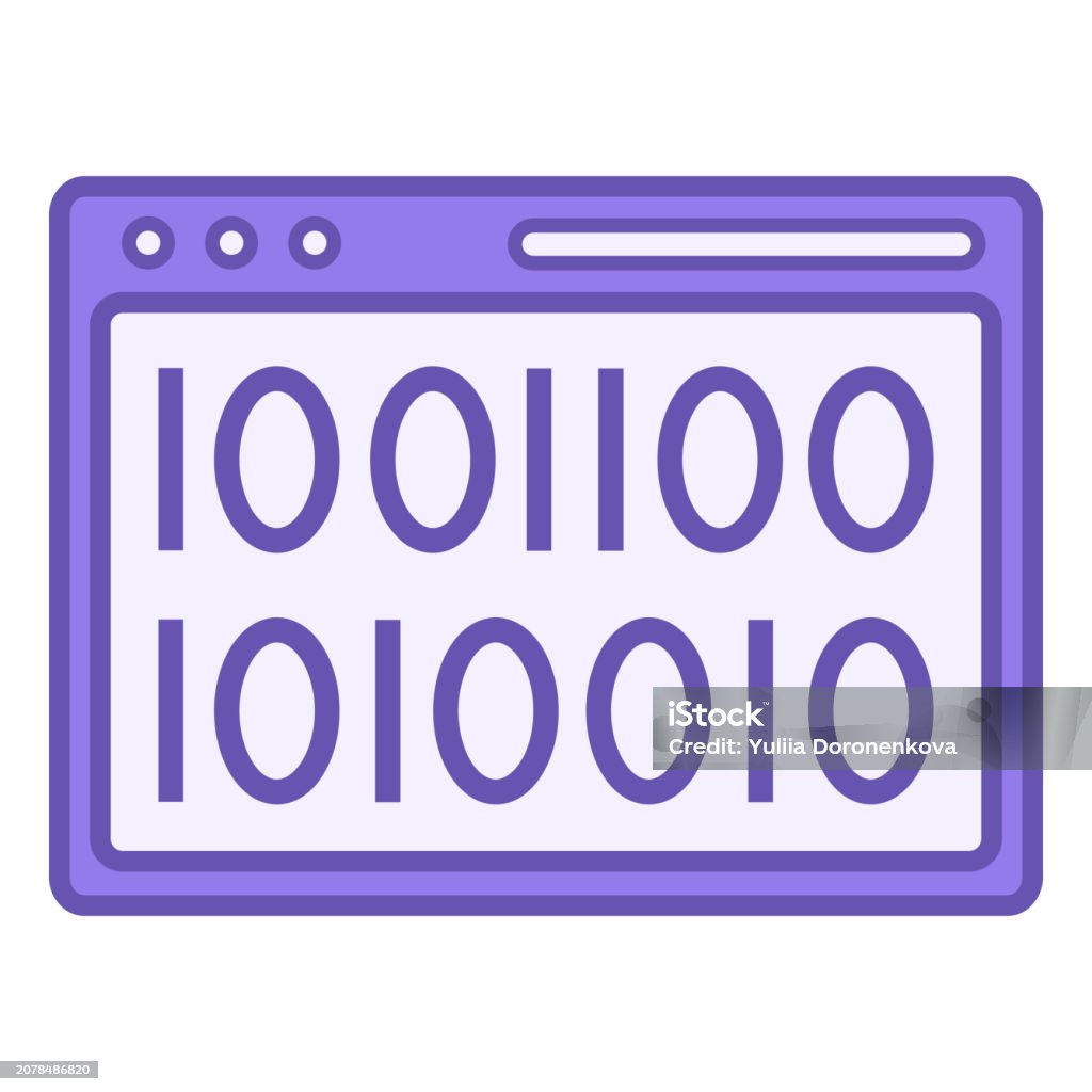 Colored Binary Code Icon Vector Icon Computer Code System Data Encryption Linear Pictogram