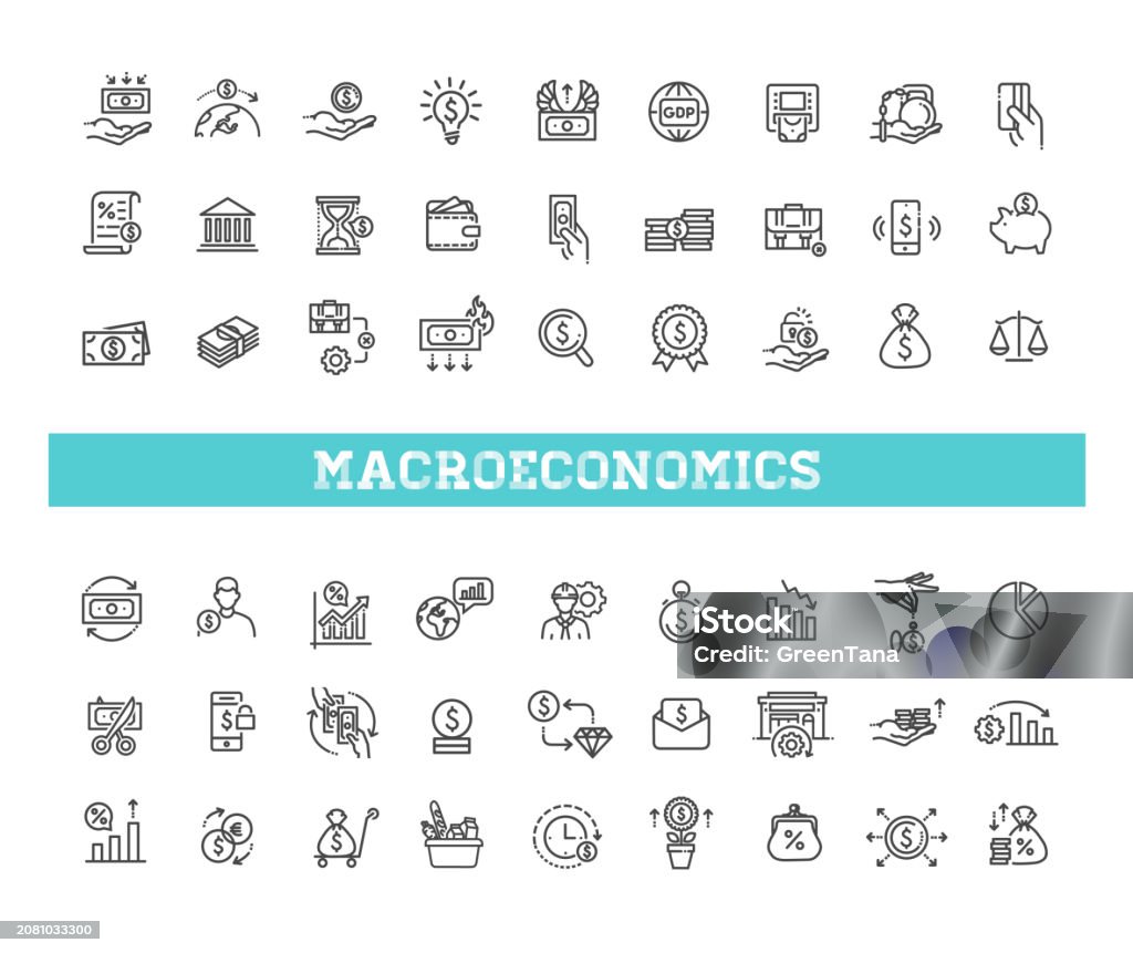 Linear Style Macro Economy Icons Bundle Stock Illustration - Download ... Linear Style Macro Economy Icons Bundle Stock Illustration - Download ...