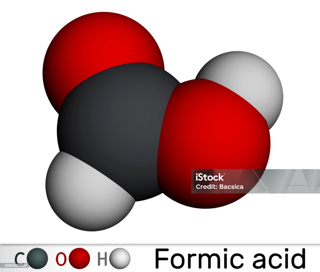 Formic Acid Methanoic Acid Ch2o2 Molecule Molecular Model 3d Rendering