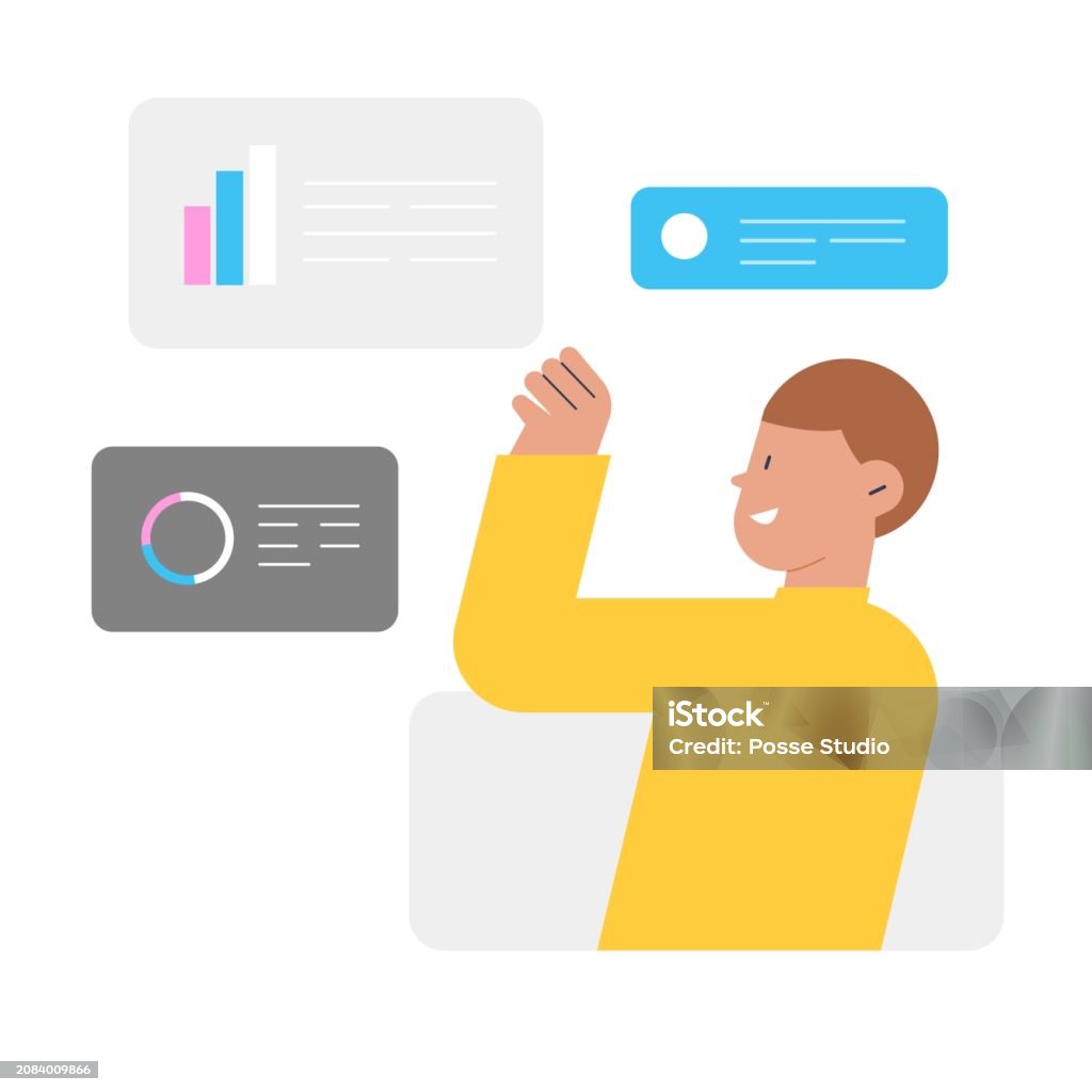 Man Analyzing Business Data Stock Illustration Download Image Now