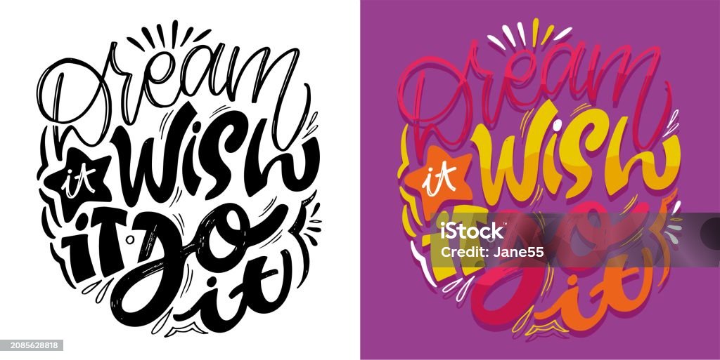 Set With Hand Drawn Lettering Quotes In Modern Calligraphy Style