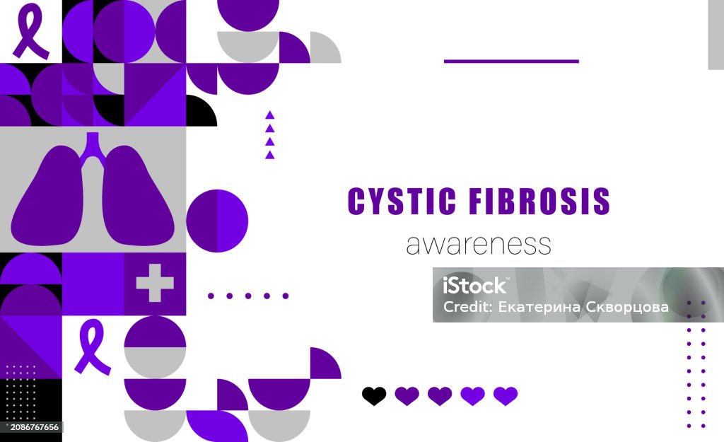 Cystic Fibrosis Awareness Month Background With Lungs Ribbon Vector