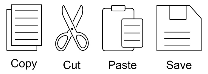 Copy Paste Cut And Save Icons Stock Illustration Download Image Now