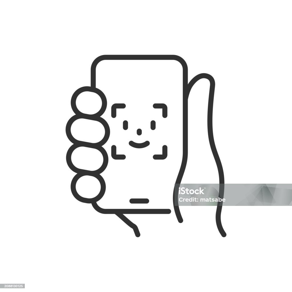 Face Detection On Smartphone Linear Icon Line With Editable Stroke ... Face Detection On Smartphone Linear Icon Line With Editable Stroke ...