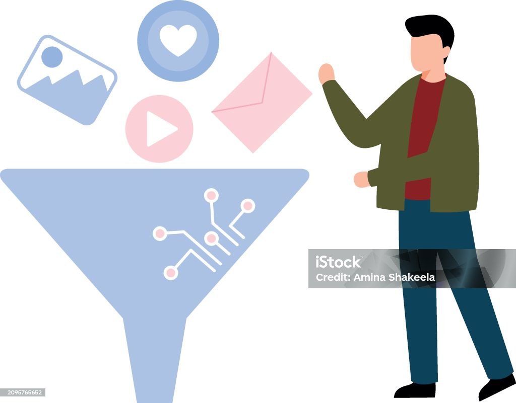 Guy Filtering Data Through A Funnel Stock Illustration - Download Image ... Guy Filtering Data Through A Funnel Stock Illustration - Download Image ...